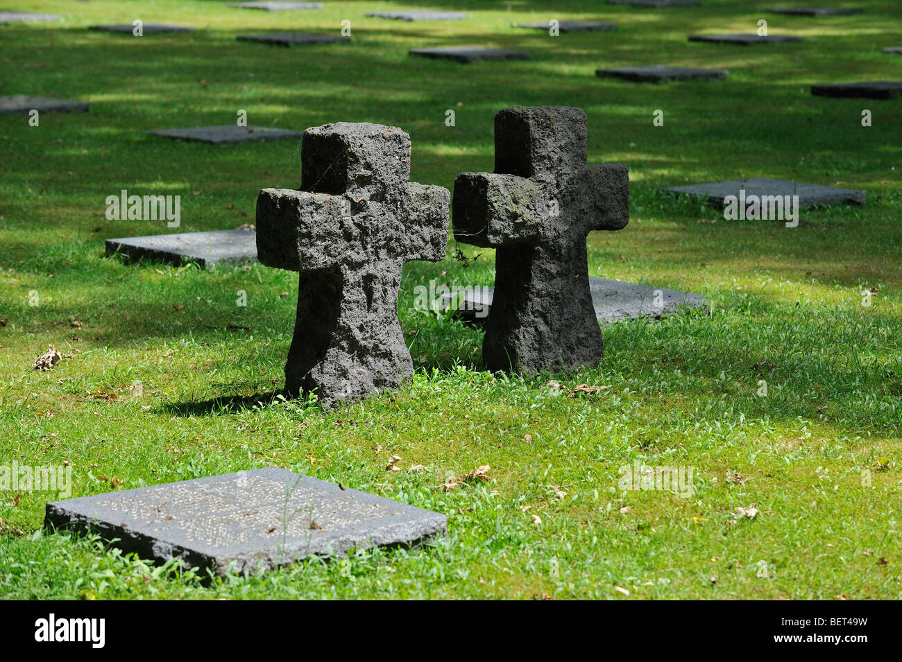 Stone crosses and WW1 tombstones at German First World War One military ...