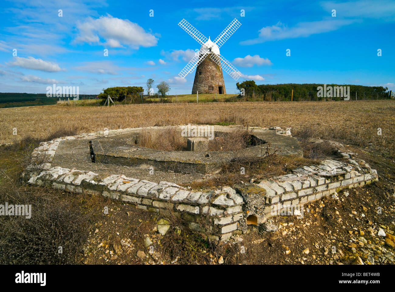 Remnants of WWII anti-aircraft installations next to Halnaker Windmill ...