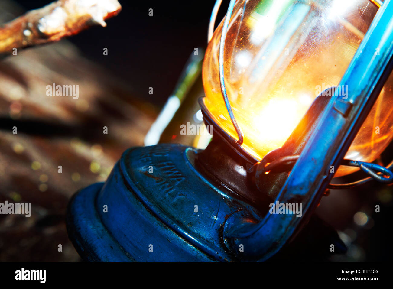 blue gas lamp, gas lantern Stock Photo - Alamy