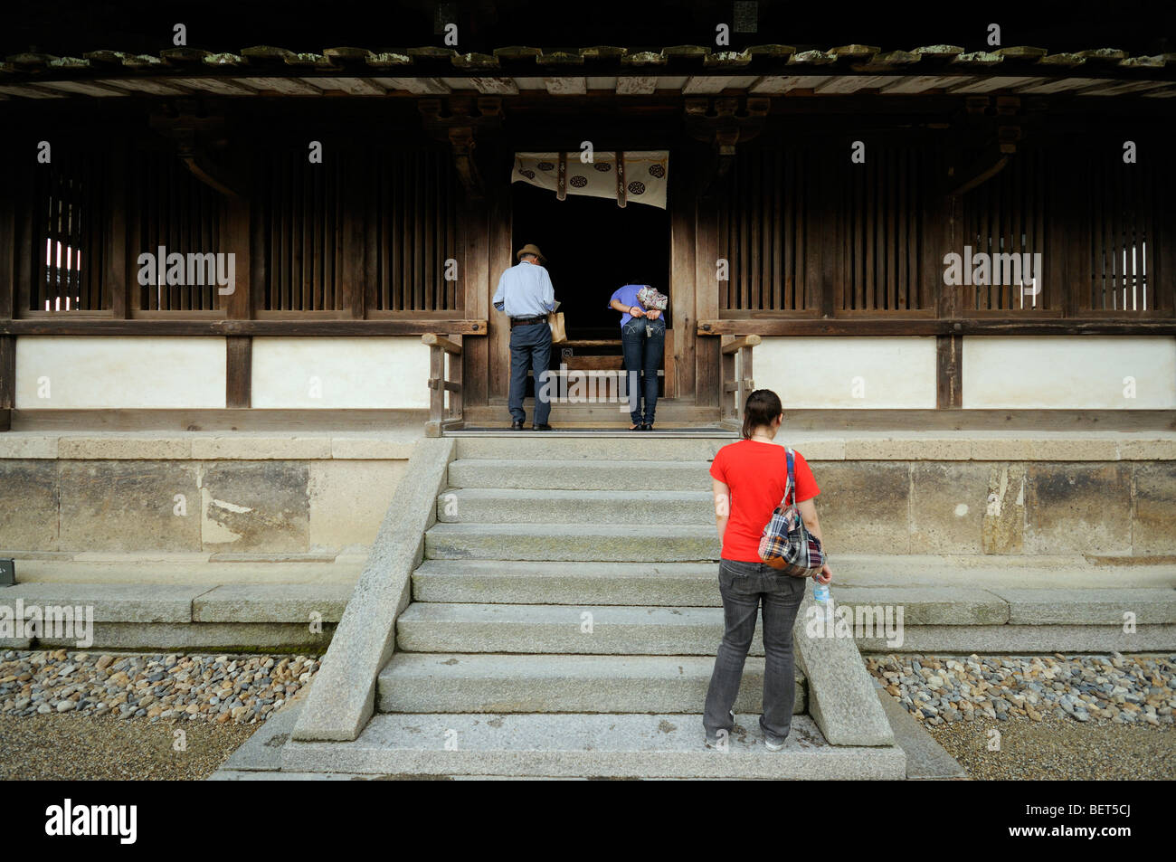 Basement of the five-story pagoda. Sai-in area. Horyu-ji complex ...