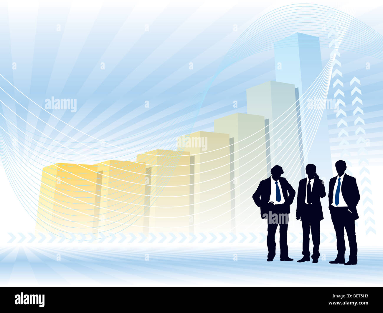 Teamwork and a large chart in the background, conceptual business ...