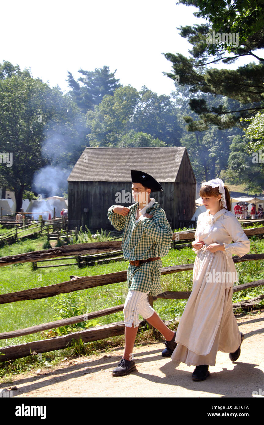 Young boy and girl - costumed American Revolutionary War (1770's) era ...