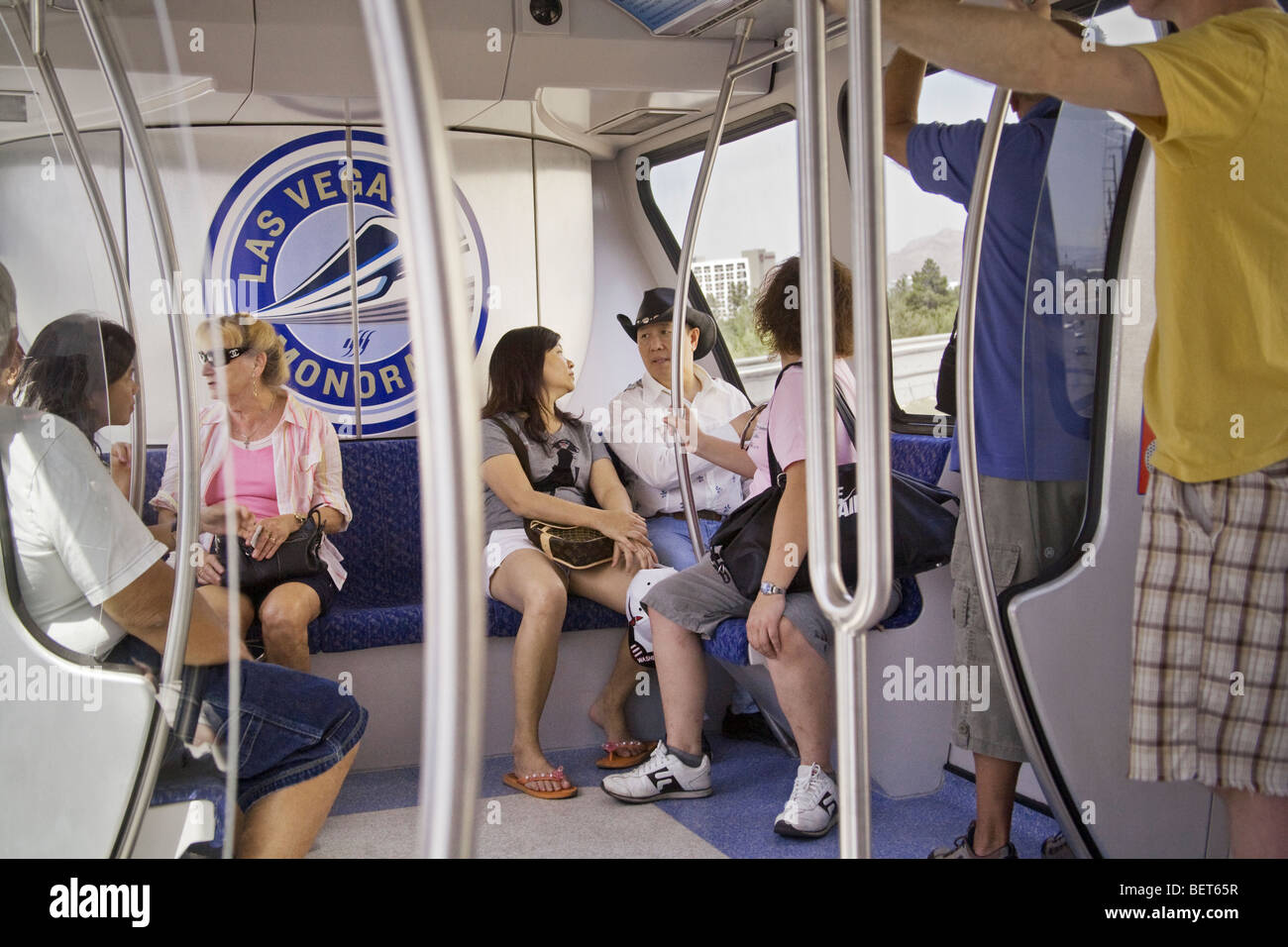 Travelers inside a carriage on the Las Vegas monorail Stock Photo - Alamy