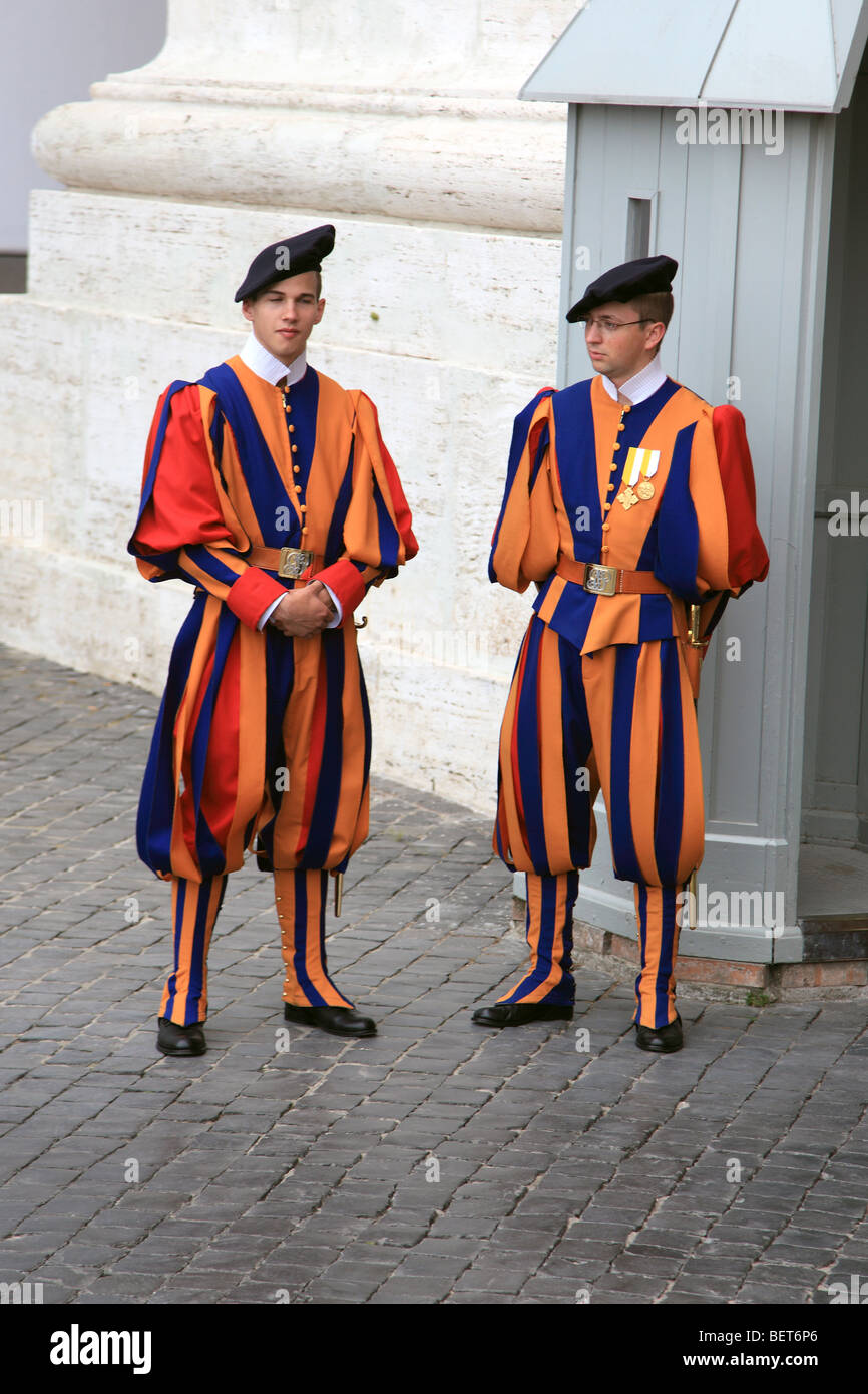 Two members of the Swiss Guards in St.Peter's Square in the Vatican ...