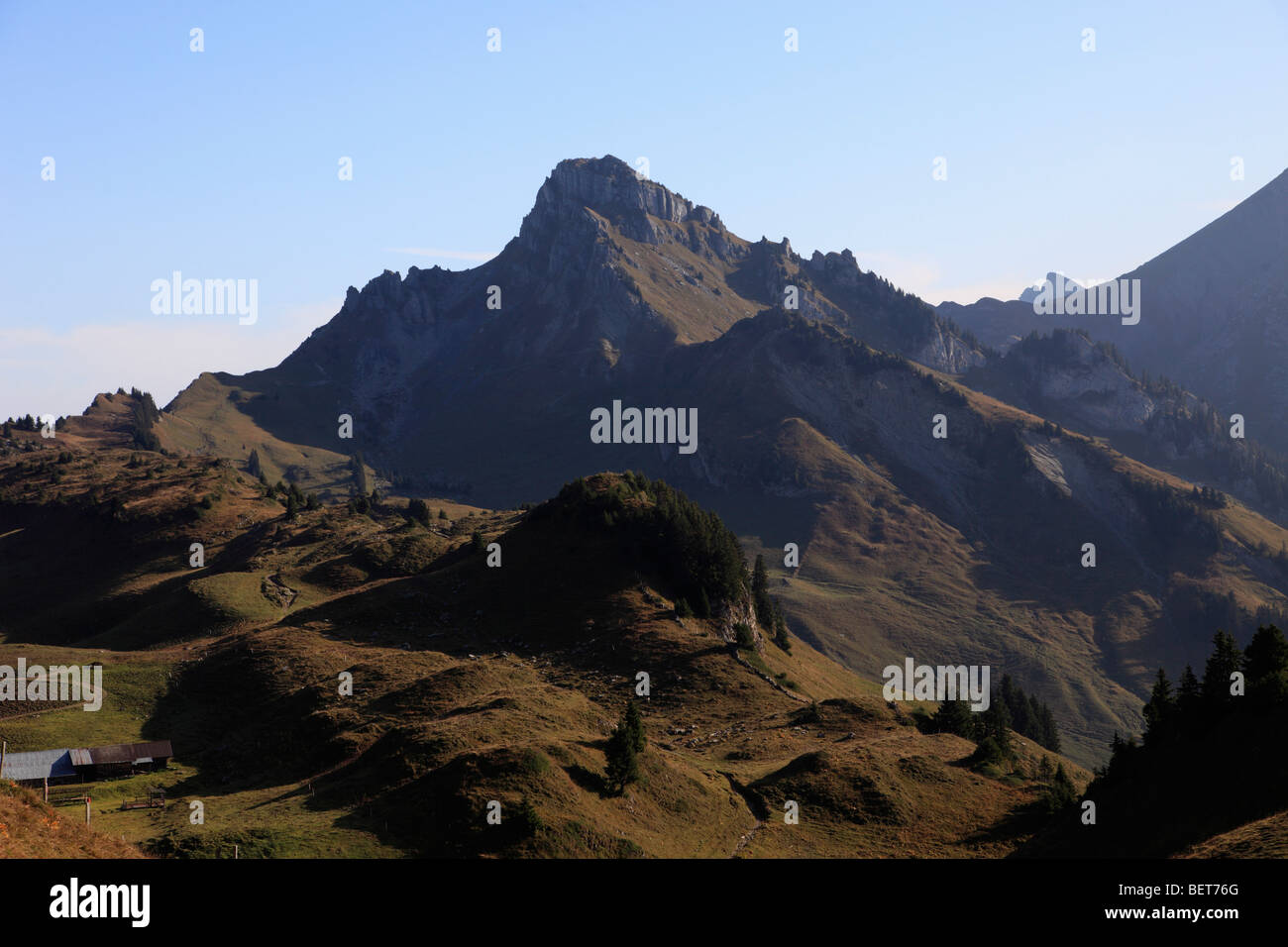 Switzerland, Bernese Oberland, mountain landscape at Schynige Platte ...