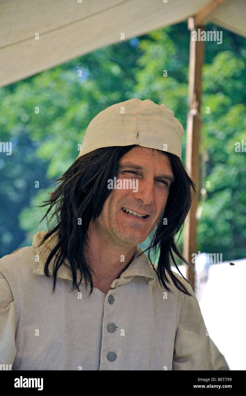 Smiling man - costumed American Revolutionary War (1770's) era re ...