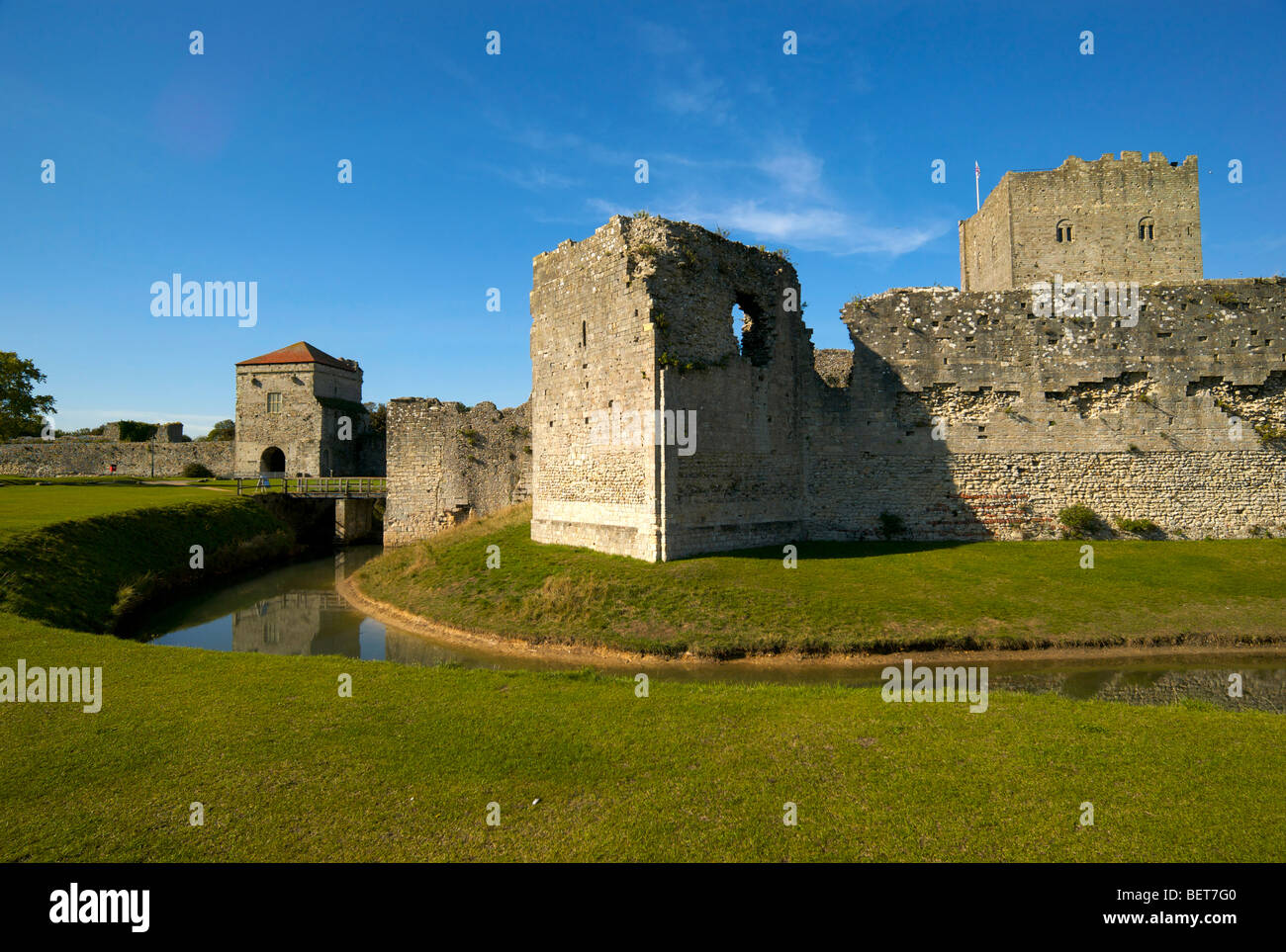 Ruins of Portchester castle built within the grounds of a Roman fort ...