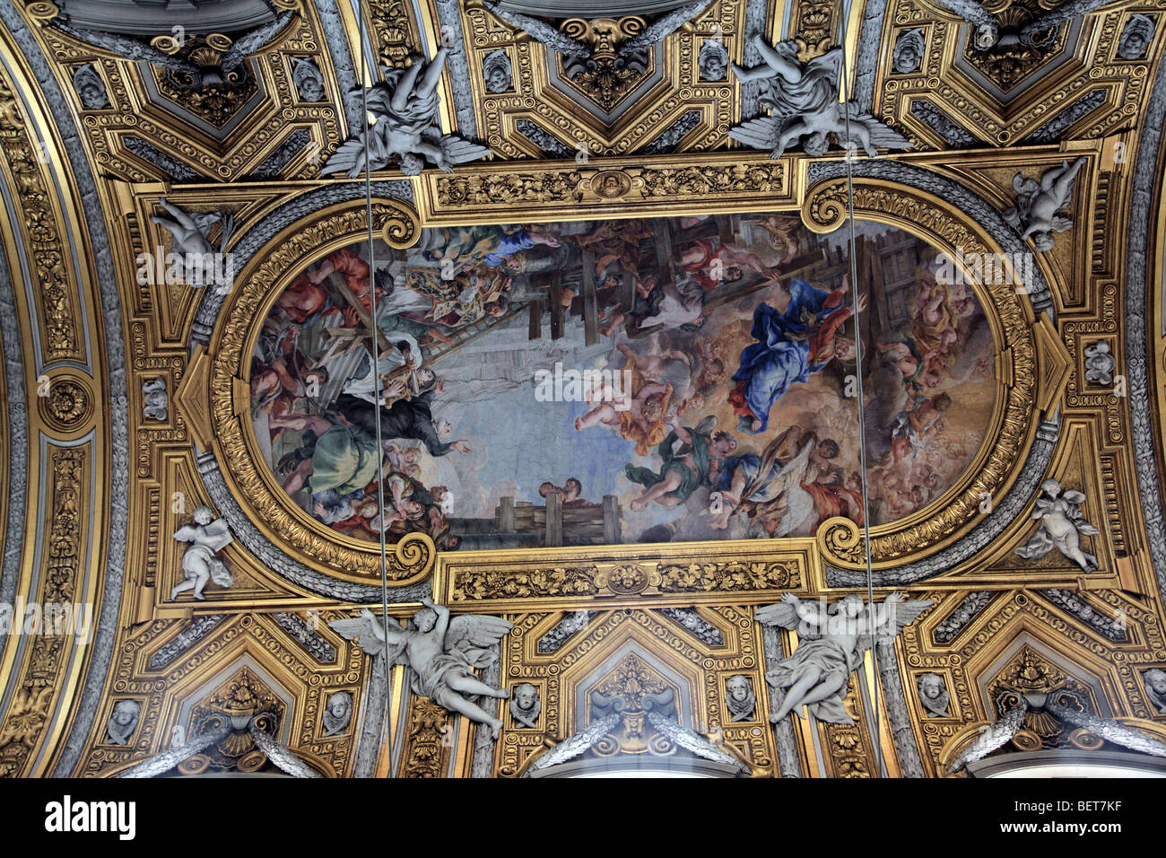 Ornate ceiling of Chiesa Nuova in Rome Italy Stock Photo - Alamy