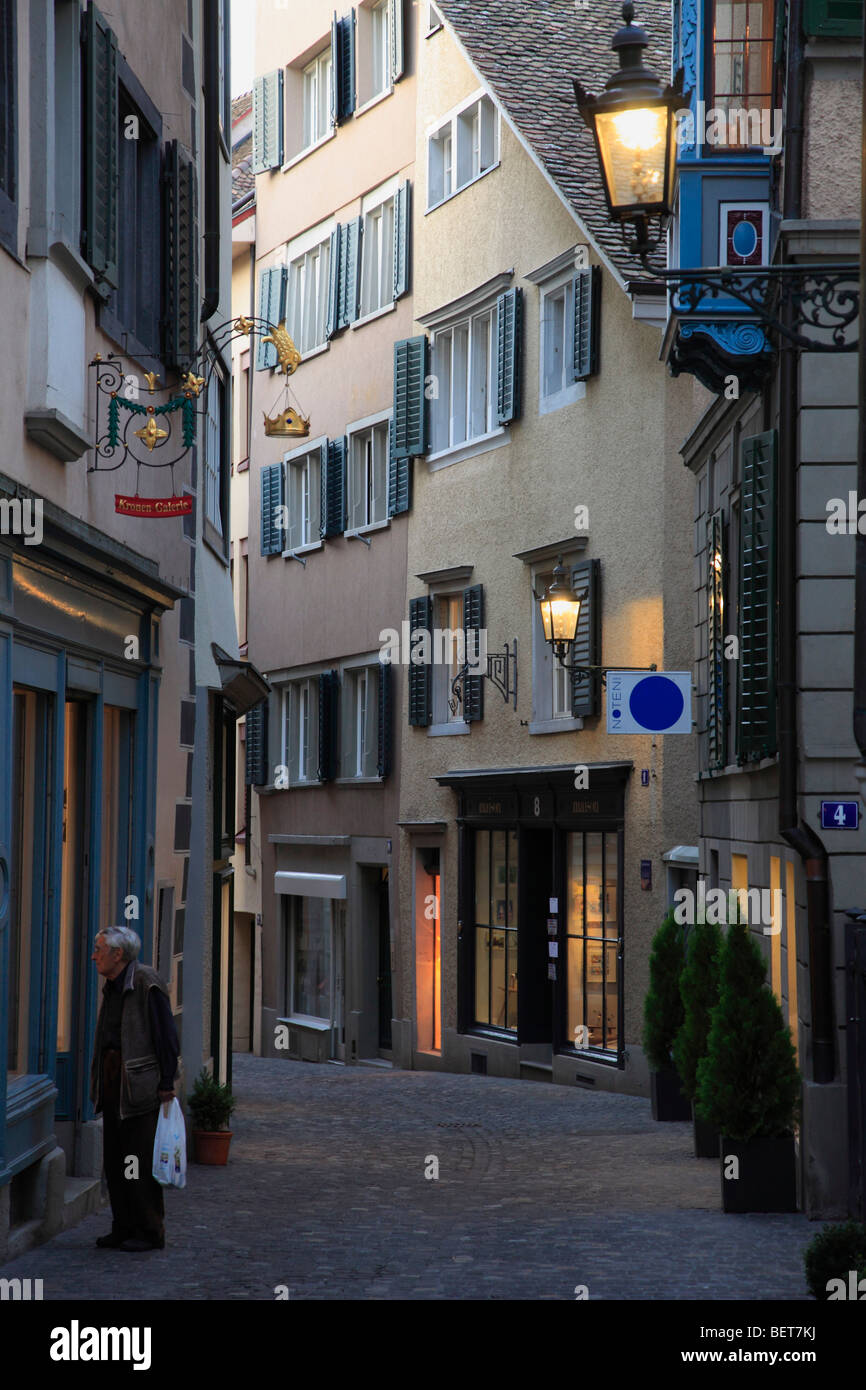 Switzerland, Zurich, old town street scene, typical architecture Stock ...