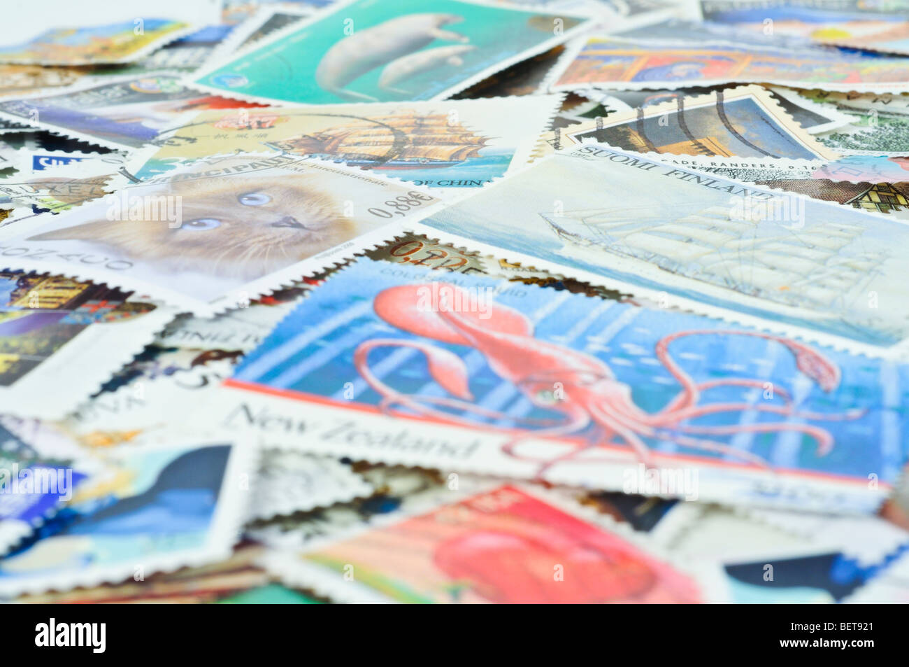 Assortment of postage stamps Stock Photo - Alamy