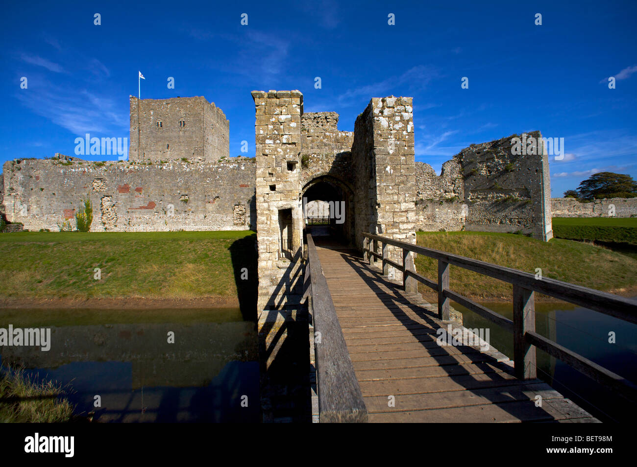 Ruins of Portchester castle built within the grounds of a Roman fort ...