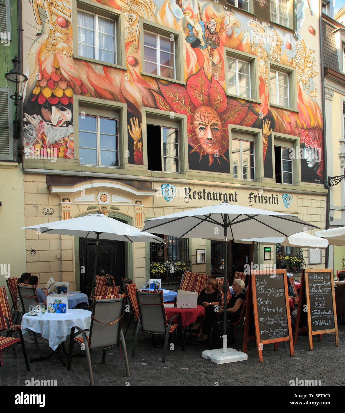Switzerland, Lucerne, Luzern, cafe, painted house Stock Photo - Alamy