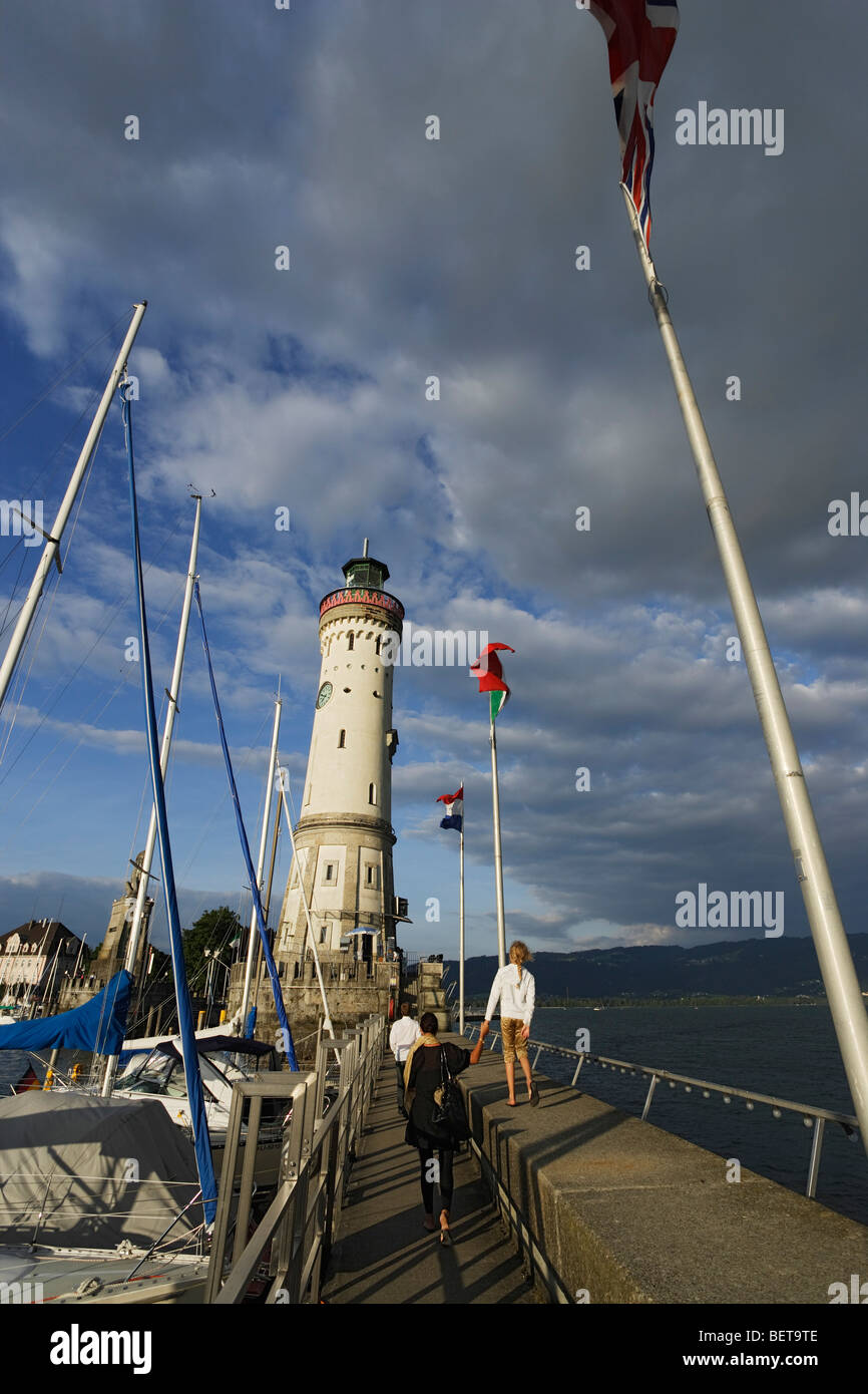 Lindau harbour lighthouse flags hi-res stock photography and images - Alamy
