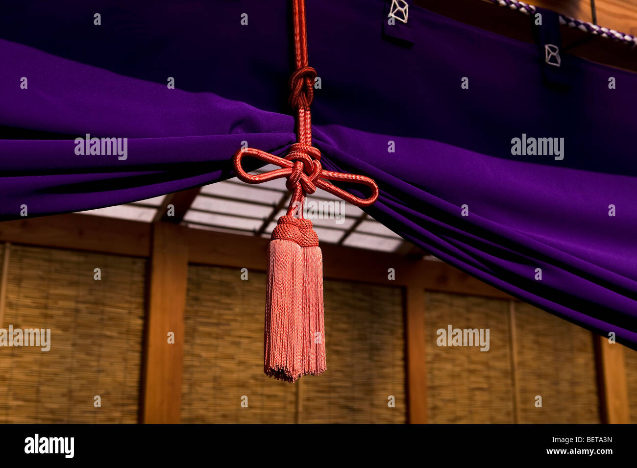 Japanese style tieback tassels, knot, window treatment Stock Photo - Alamy