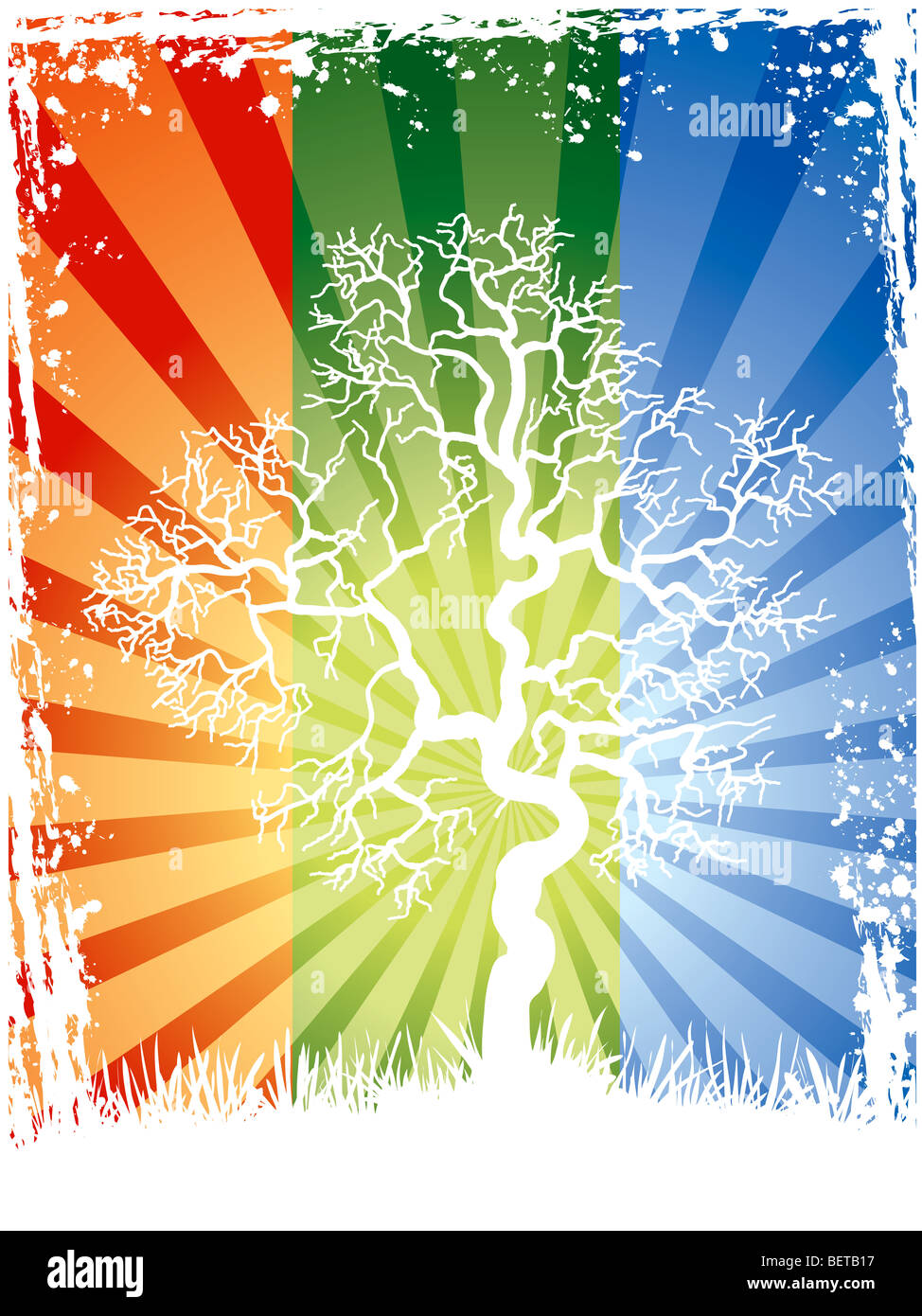 Abstract white tree on a colorful background Stock Photo - Alamy