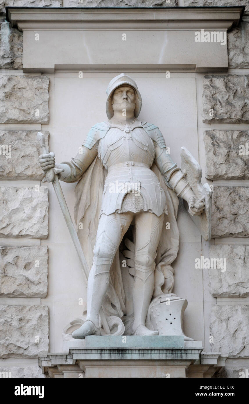 Vienna, Austria. Heldenplatz. Stone statue on the facade of the Neue ...