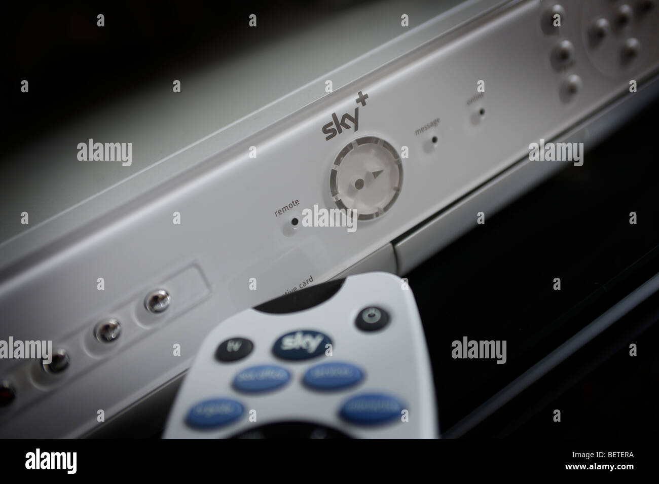 Sky Plus Box and Remote Sky + Stock Photo - Alamy