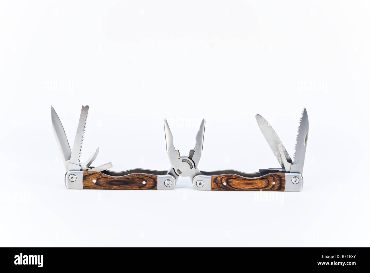 multi purpose pen knife and pliers isolated on the white background ...