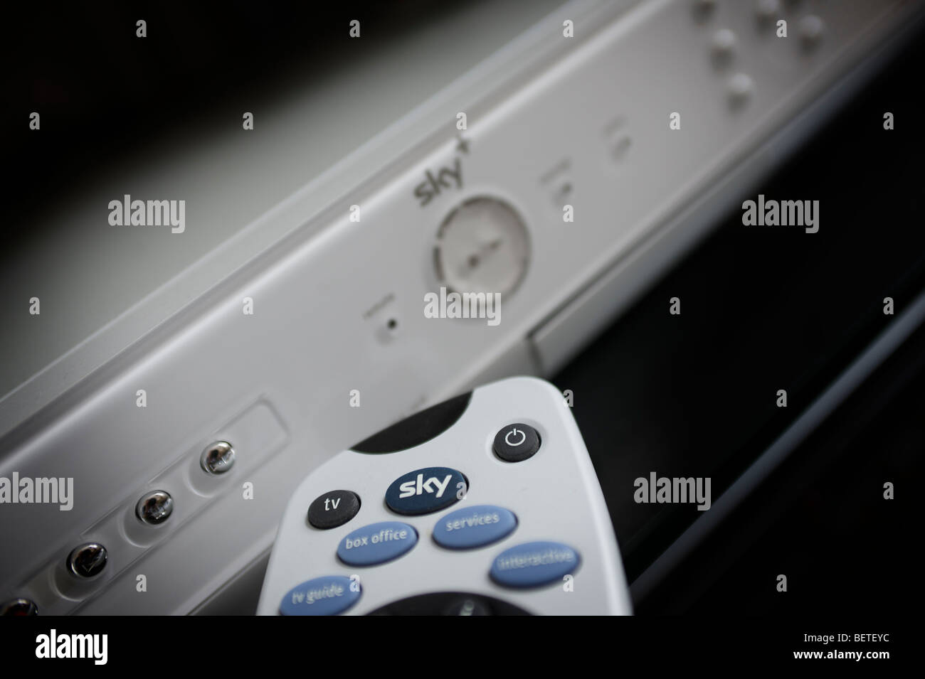 Sky Plus Box and Remote Sky + Stock Photo - Alamy