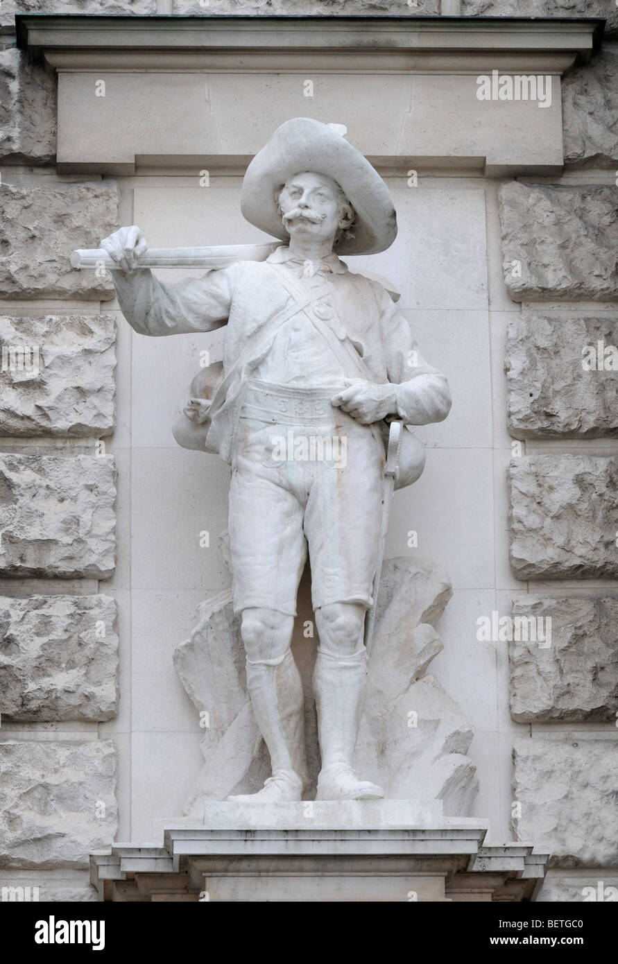 Vienna, Austria. Heldenplatz. Stone statue on the facade of the Neue ...