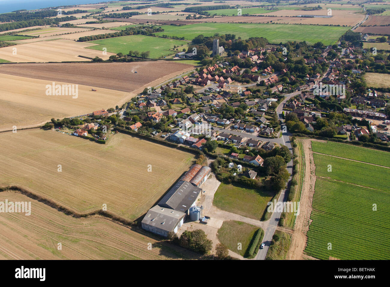 Southrepps Norfolk & Farmland September from the Air Stock Photo - Alamy