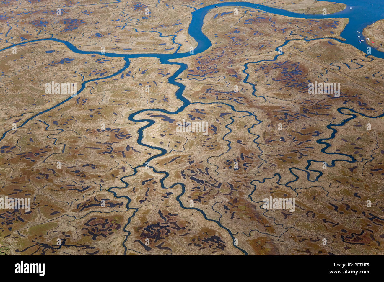 Aerial view Wareham Saltmarshes Norfolk UK Stock Photo - Alamy