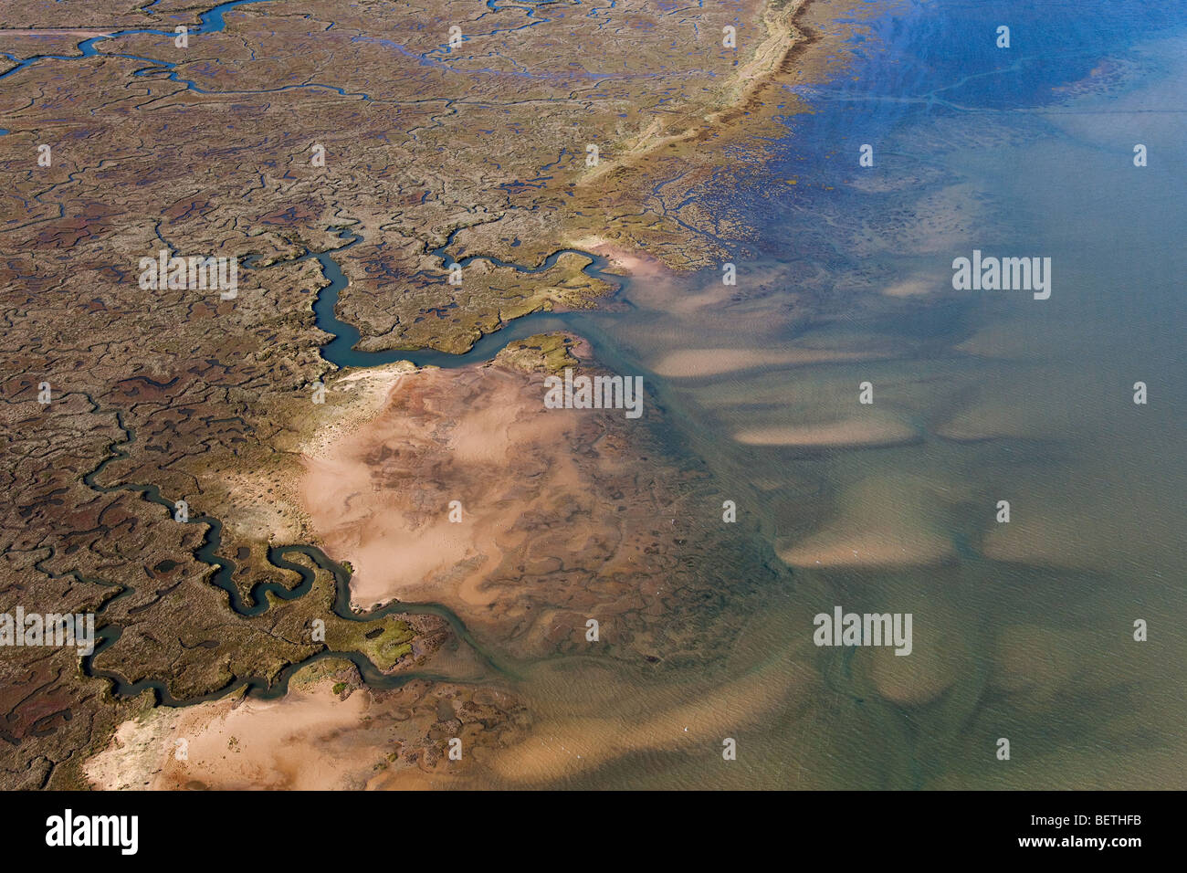 Aerial view Wareham Saltmarshes Norfolk UK Stock Photo - Alamy