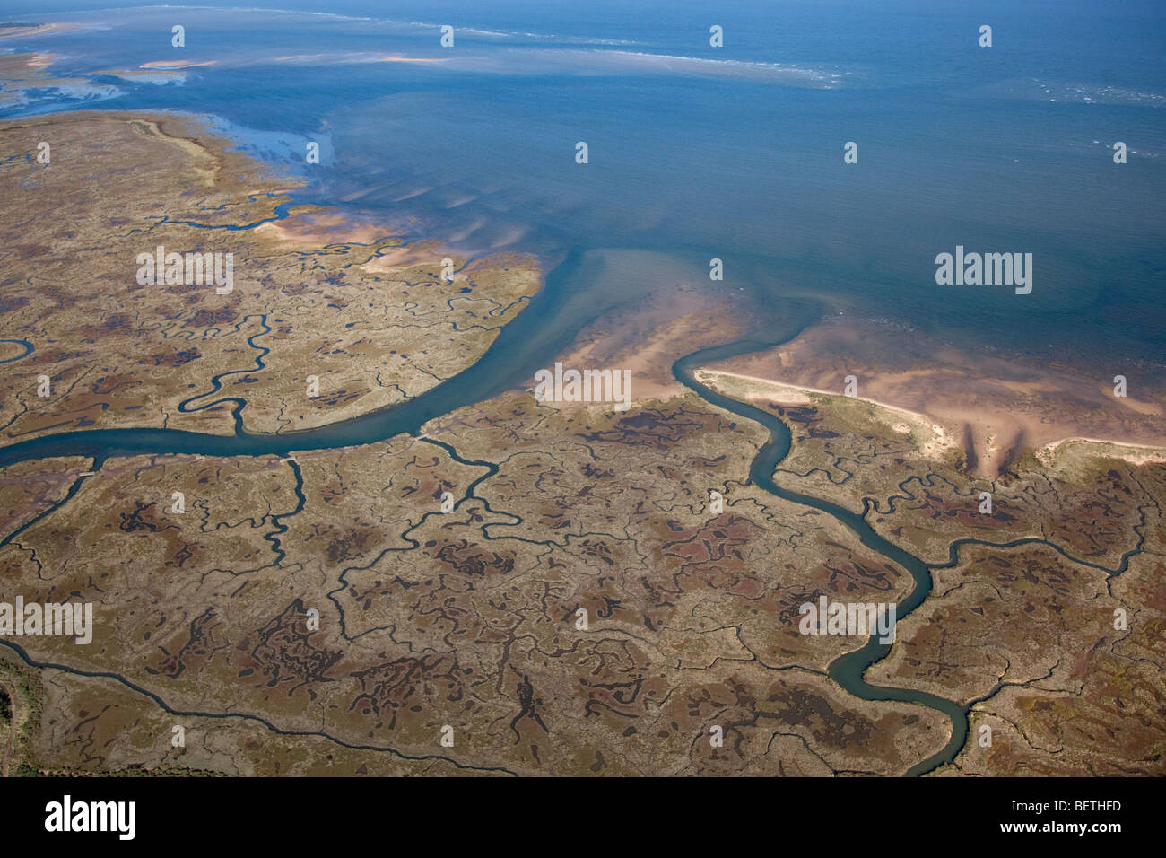 Aerial view Wareham Saltmarshes Norfolk UK Stock Photo - Alamy