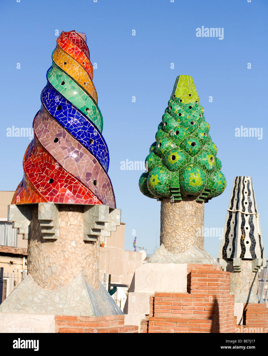 Chimneys of the Palau Guell Stock Photo - Alamy