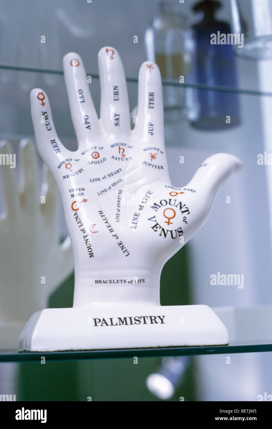 Close-up of white china Palmistry hand Stock Photo - Alamy