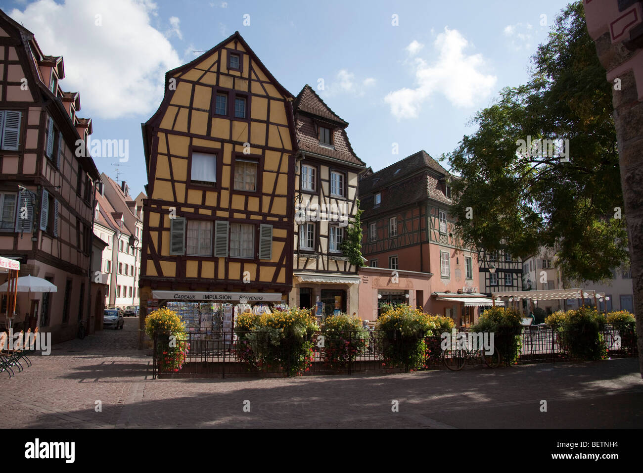 Traditional architecture buildings, Street View in Colmar Alsace haut ...