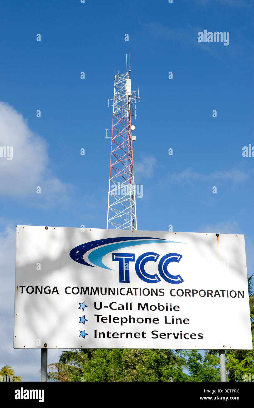 Communications tower and signage Stock Photo - Alamy