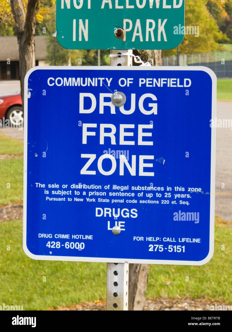 Warning signs on school grounds Stock Photo - Alamy