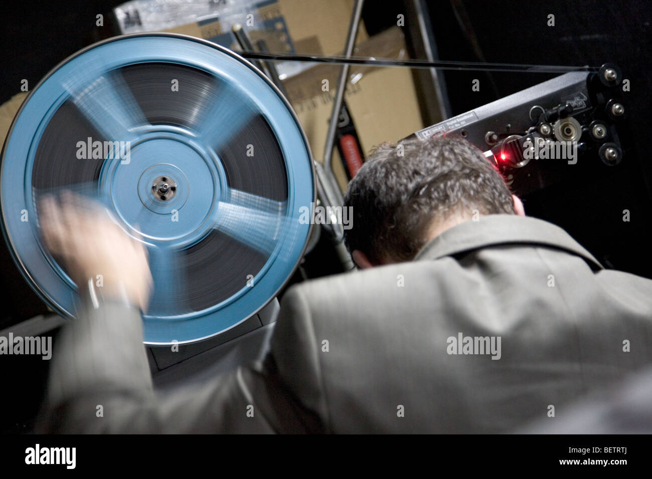 Preparing the film reel for screening Stock Photo - Alamy