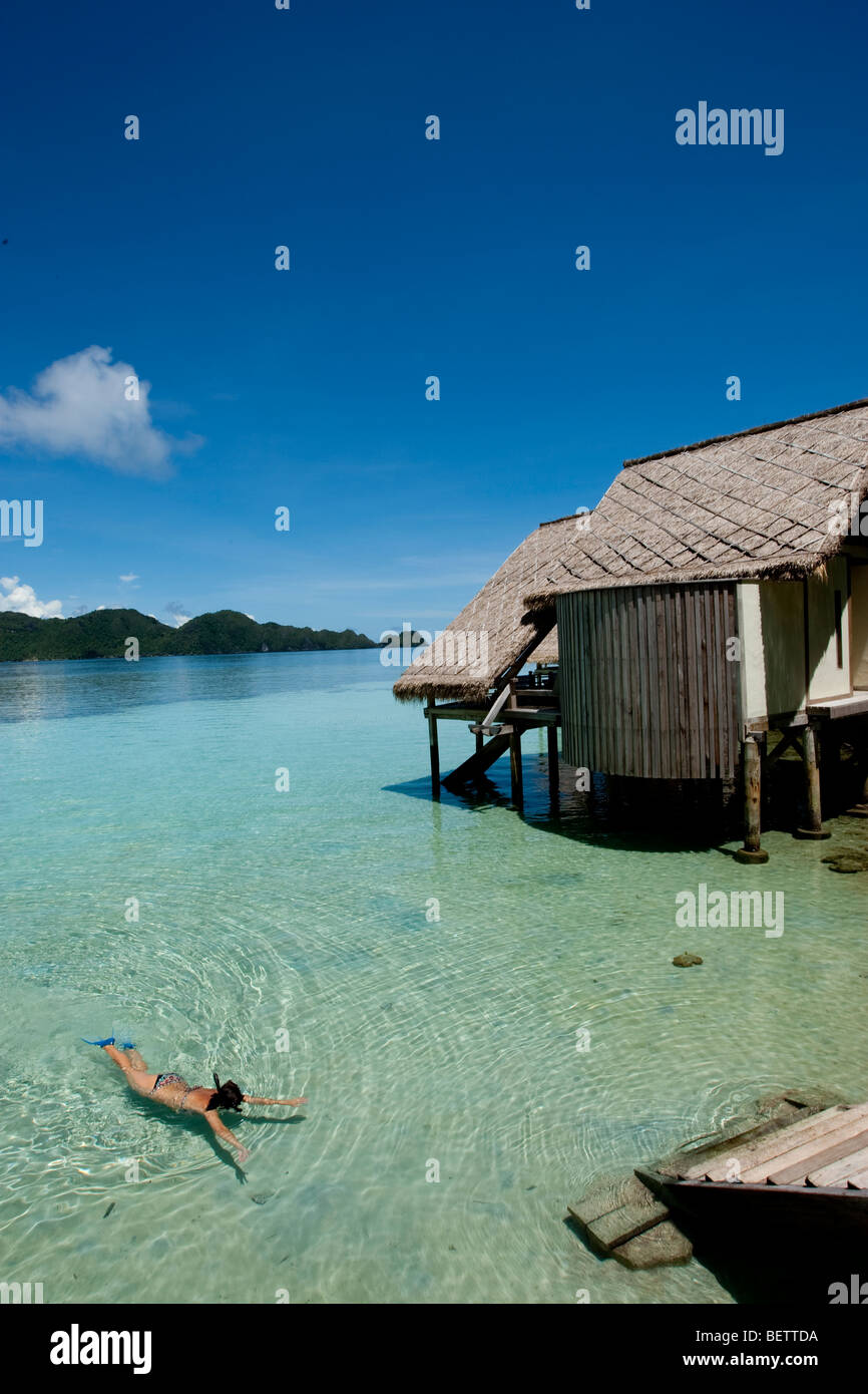 Snorkeler in Calm Lagoon Stock Photo - Alamy