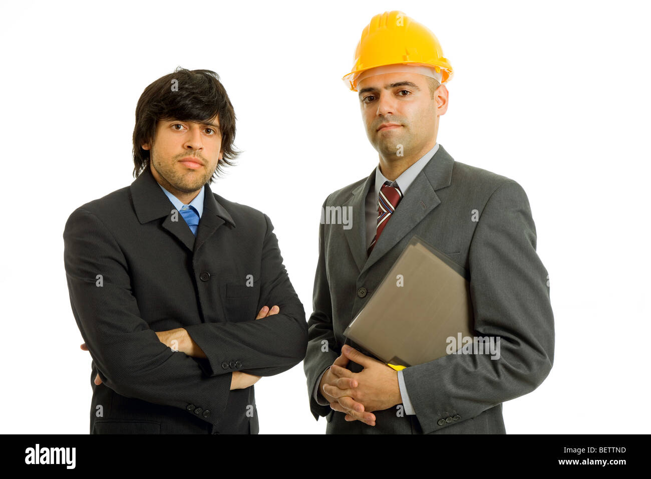 two young business men in a white background Stock Photo - Alamy