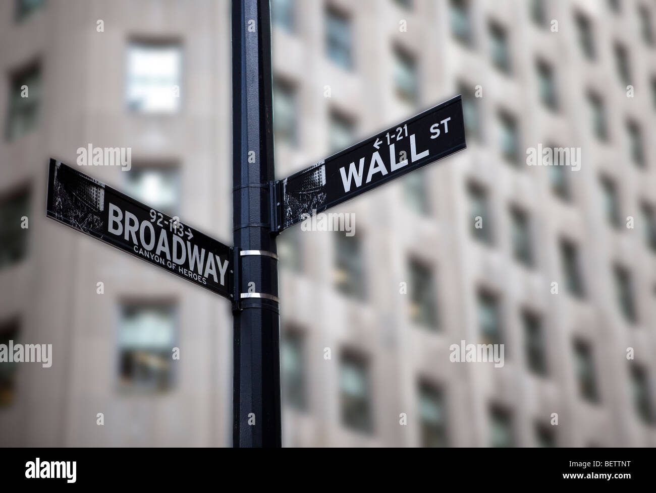 Wall Street and Broadway Sign Stock Photo - Alamy