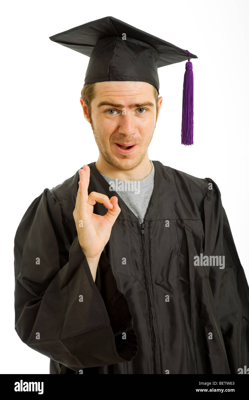 happy young man after his graduation, isolated on white Stock Photo - Alamy