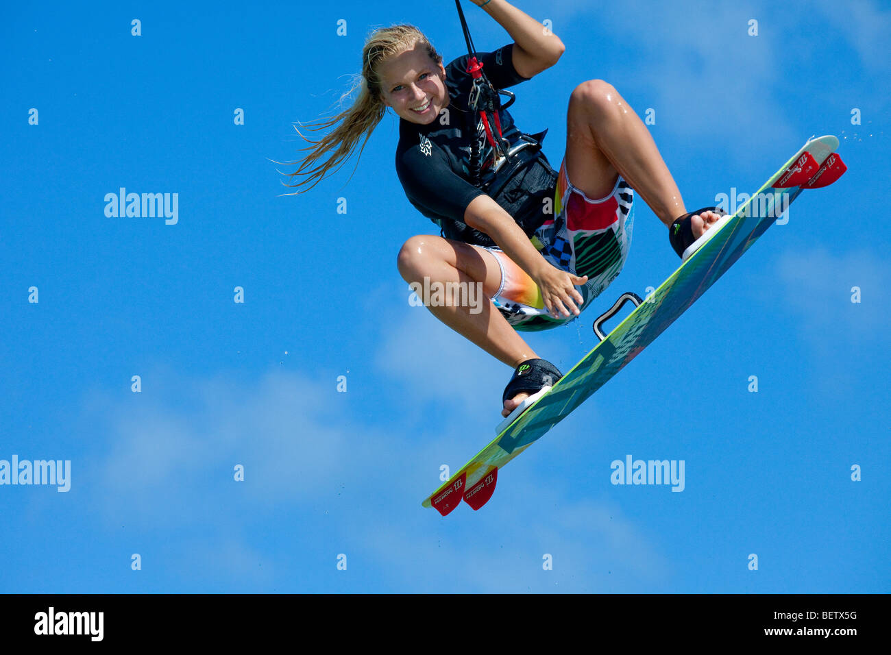 Girl on Kite Board Stock Photo - Alamy