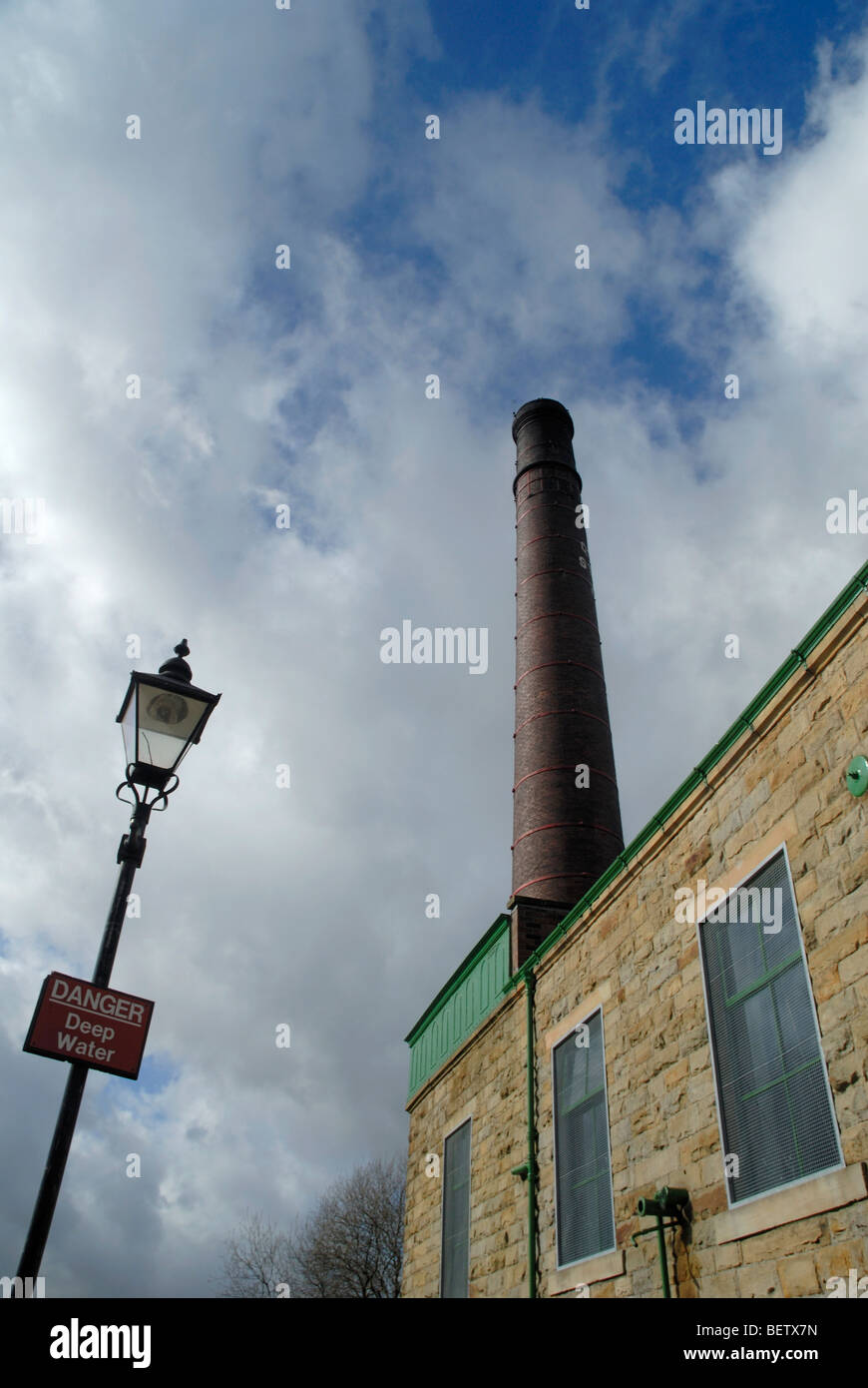 The chimney of the steam engine powering looms of the Queen Street MIll ...