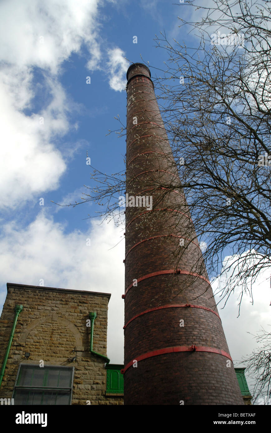 The Mill chimney of the steam engine powering looms of the Queen Street ...