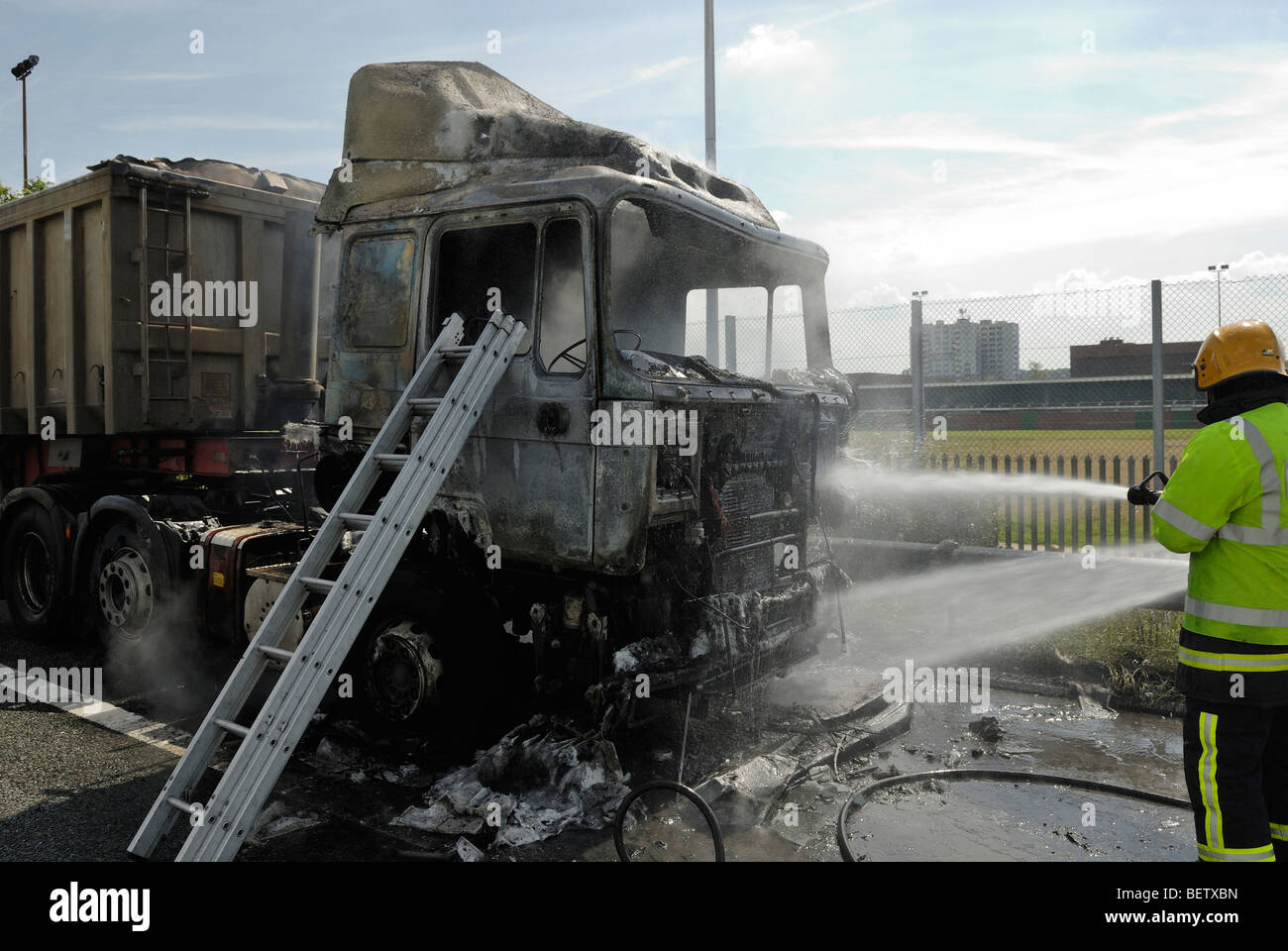 Fire truck fire fighters cab hi-res stock photography and images - Alamy