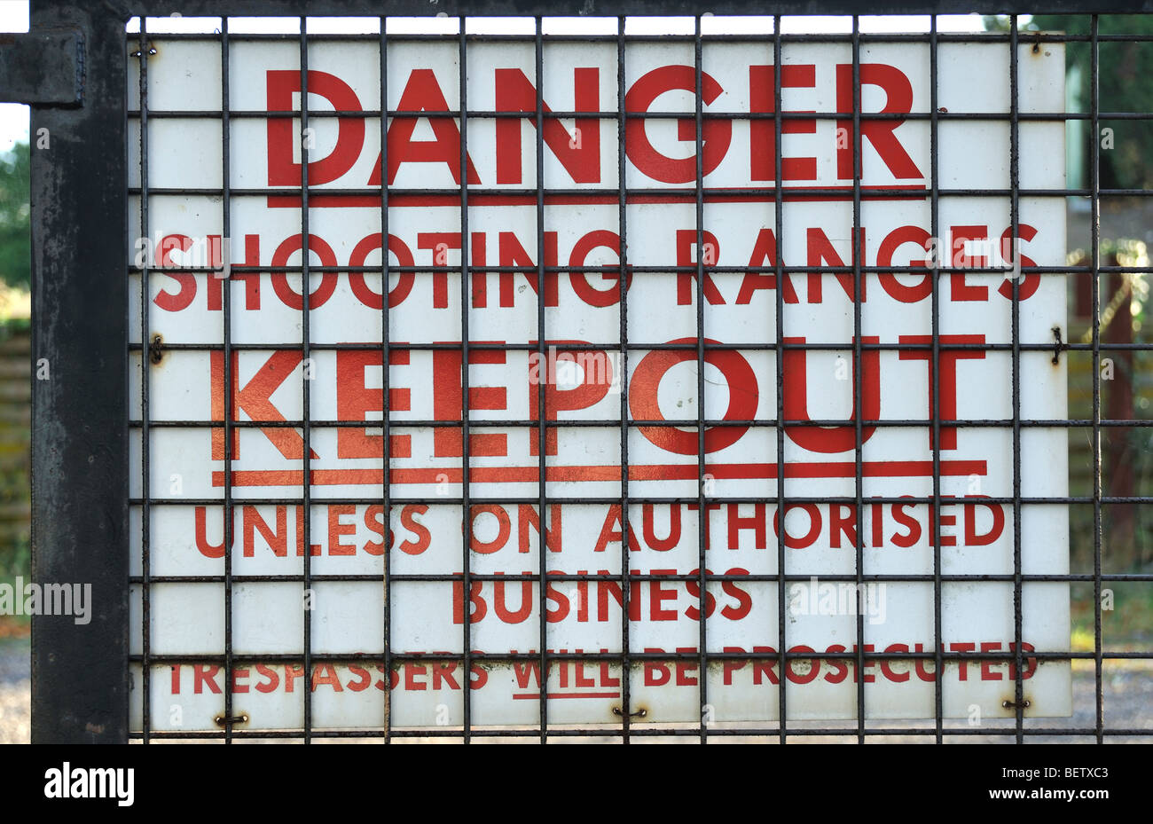 Danger shooting range sign Stock Photo - Alamy