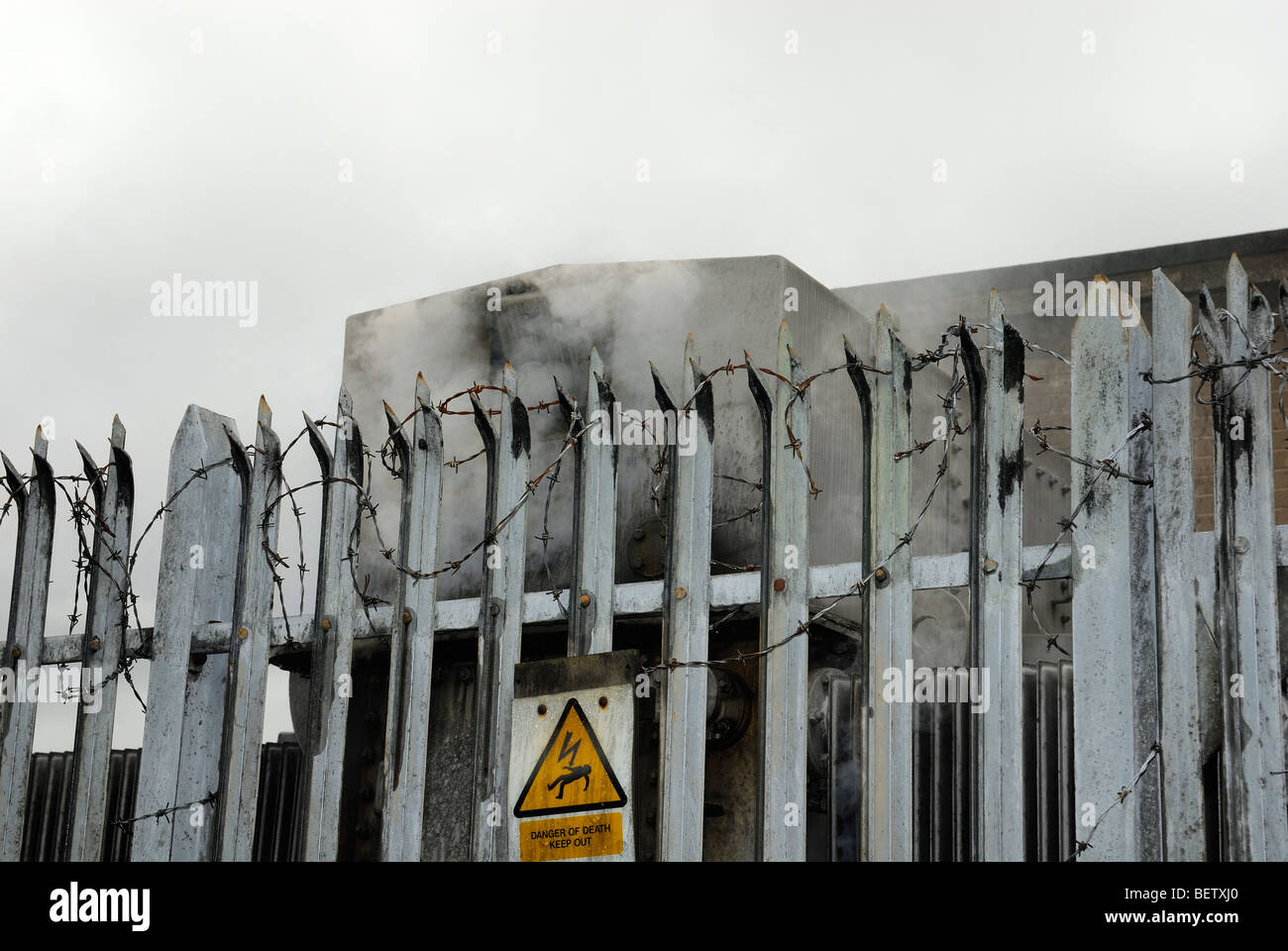 High voltage electricity sub station transformer on fire / exploded ...