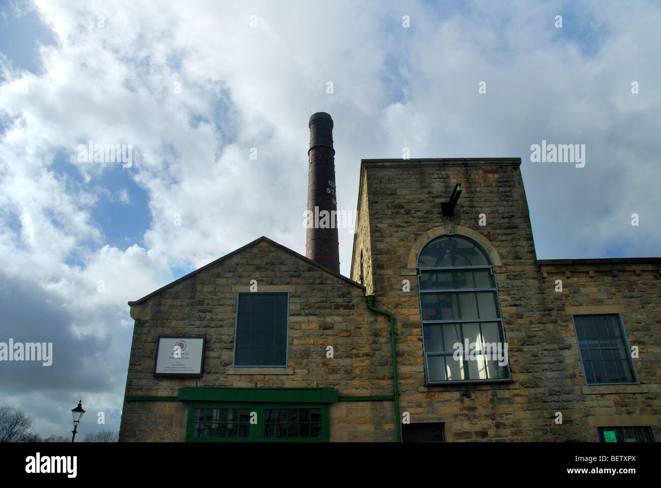The chimney of the steam engine powering looms of the Queen Street MIll ...
