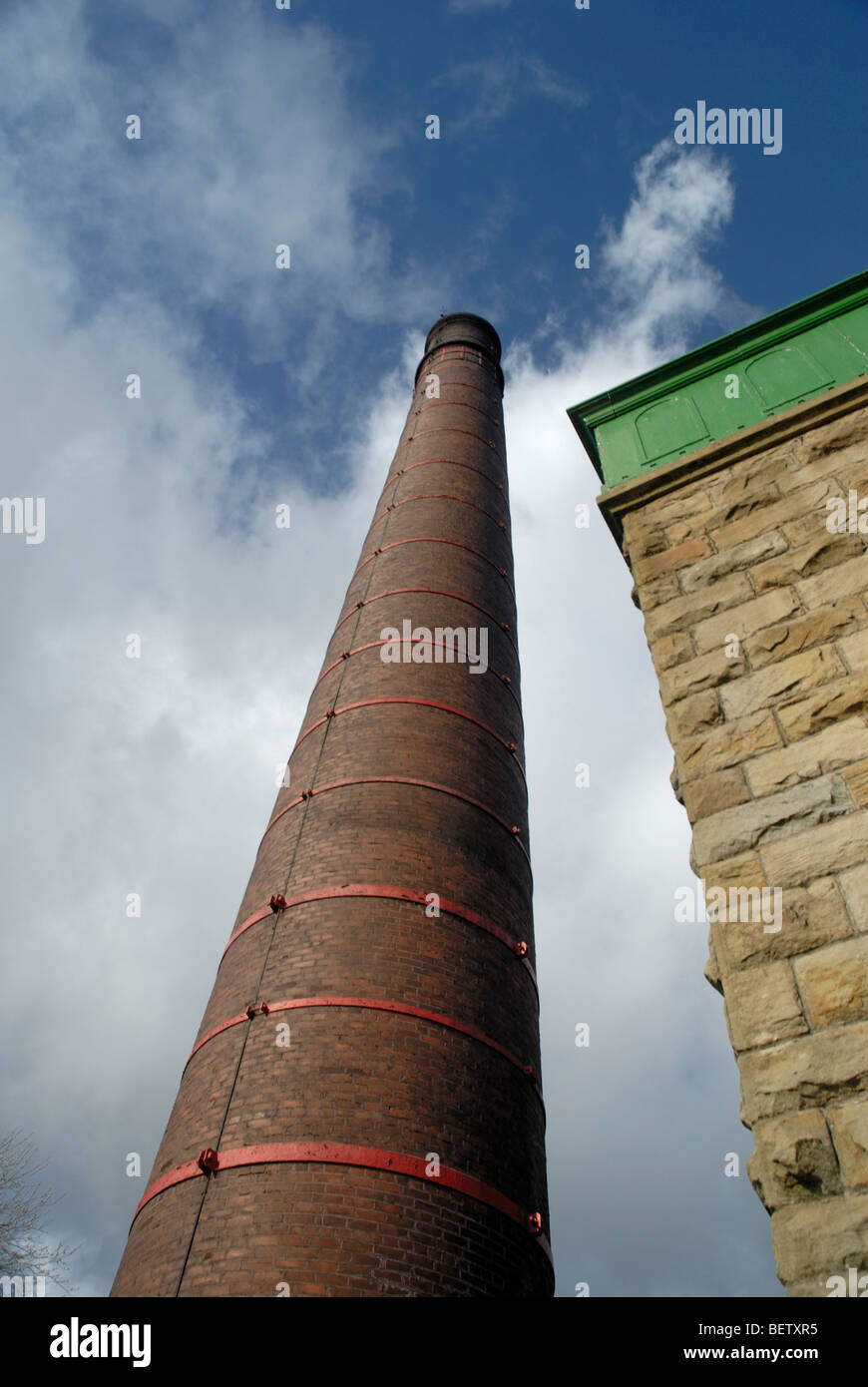 The Mill chimney of the steam engine powering looms of the Queen Street ...