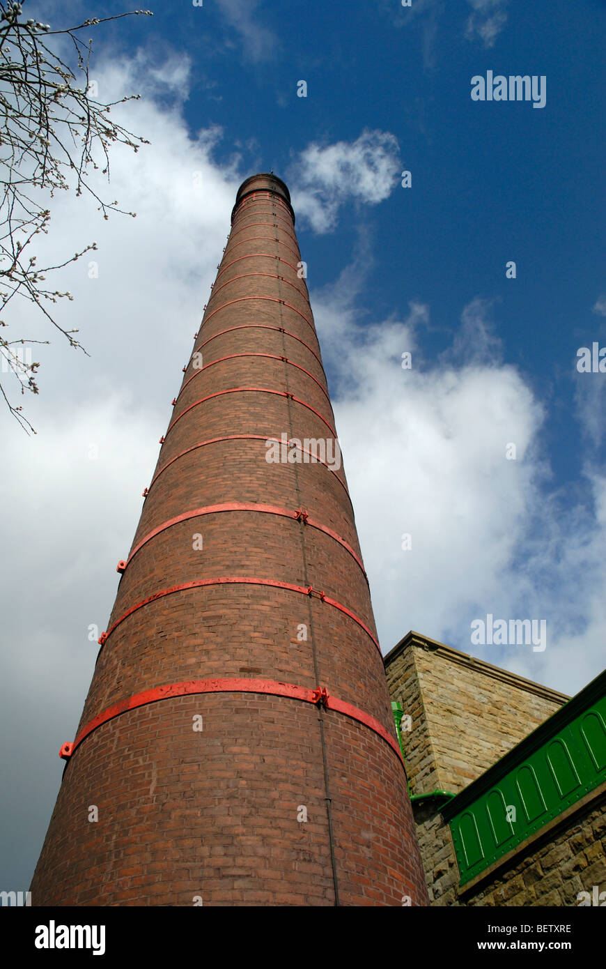 The Mill chimney of the steam engine powering looms of the Queen Street ...
