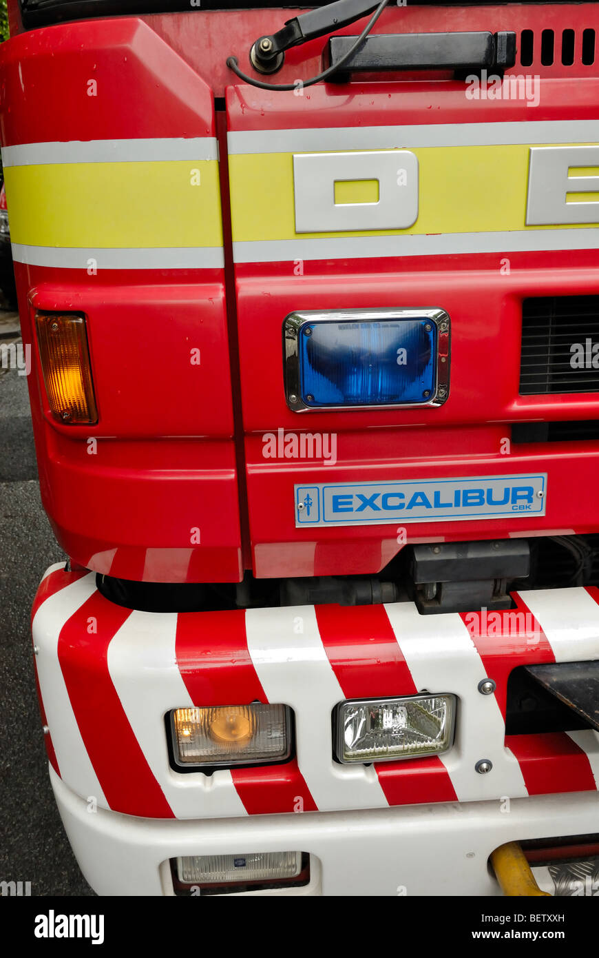 Dennis Excalibur fire engine front bumper close up Stock Photo - Alamy