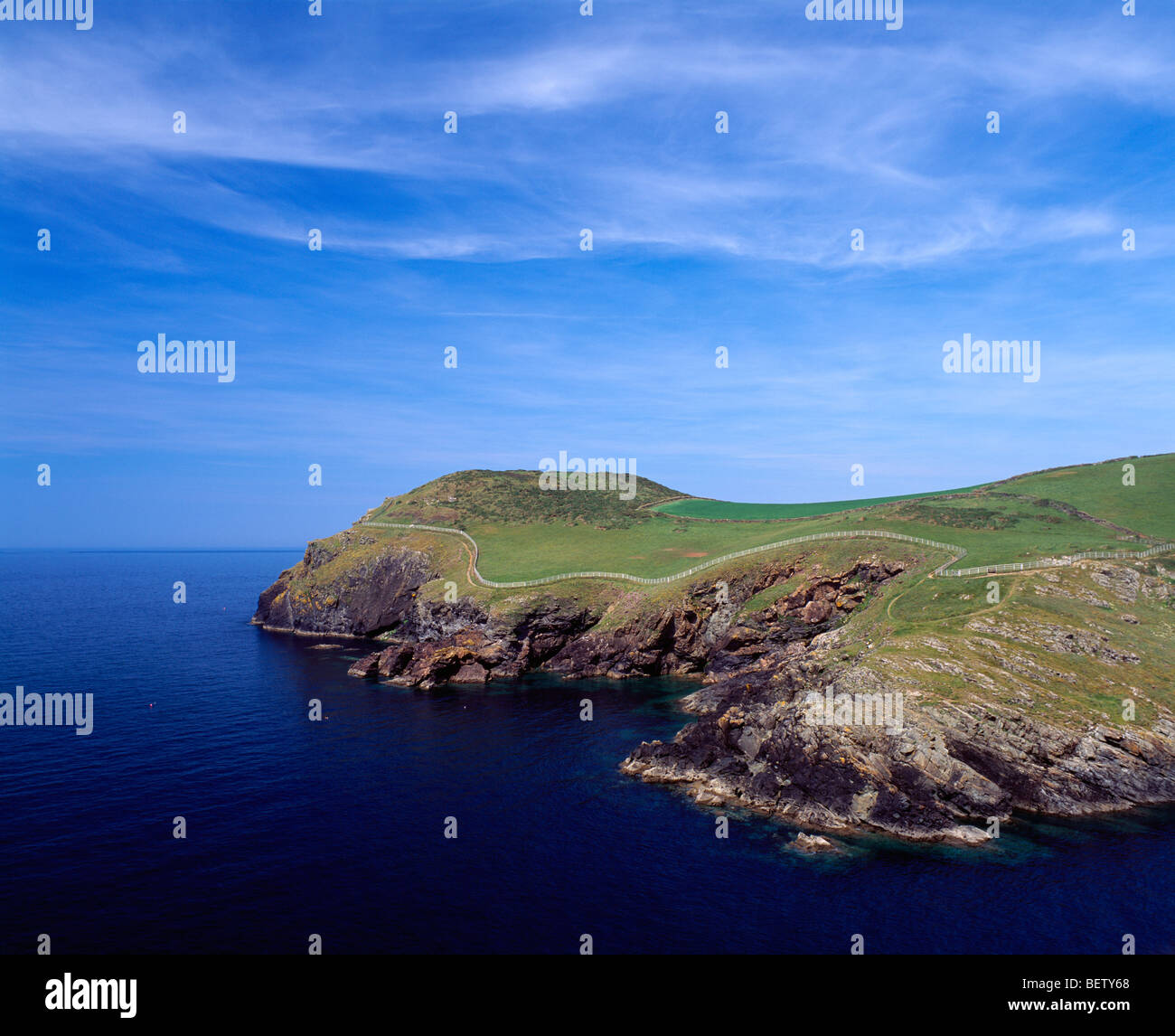 Kellan Head in Port Quin Bay on the North Cornwall Coast near Port Quin ...