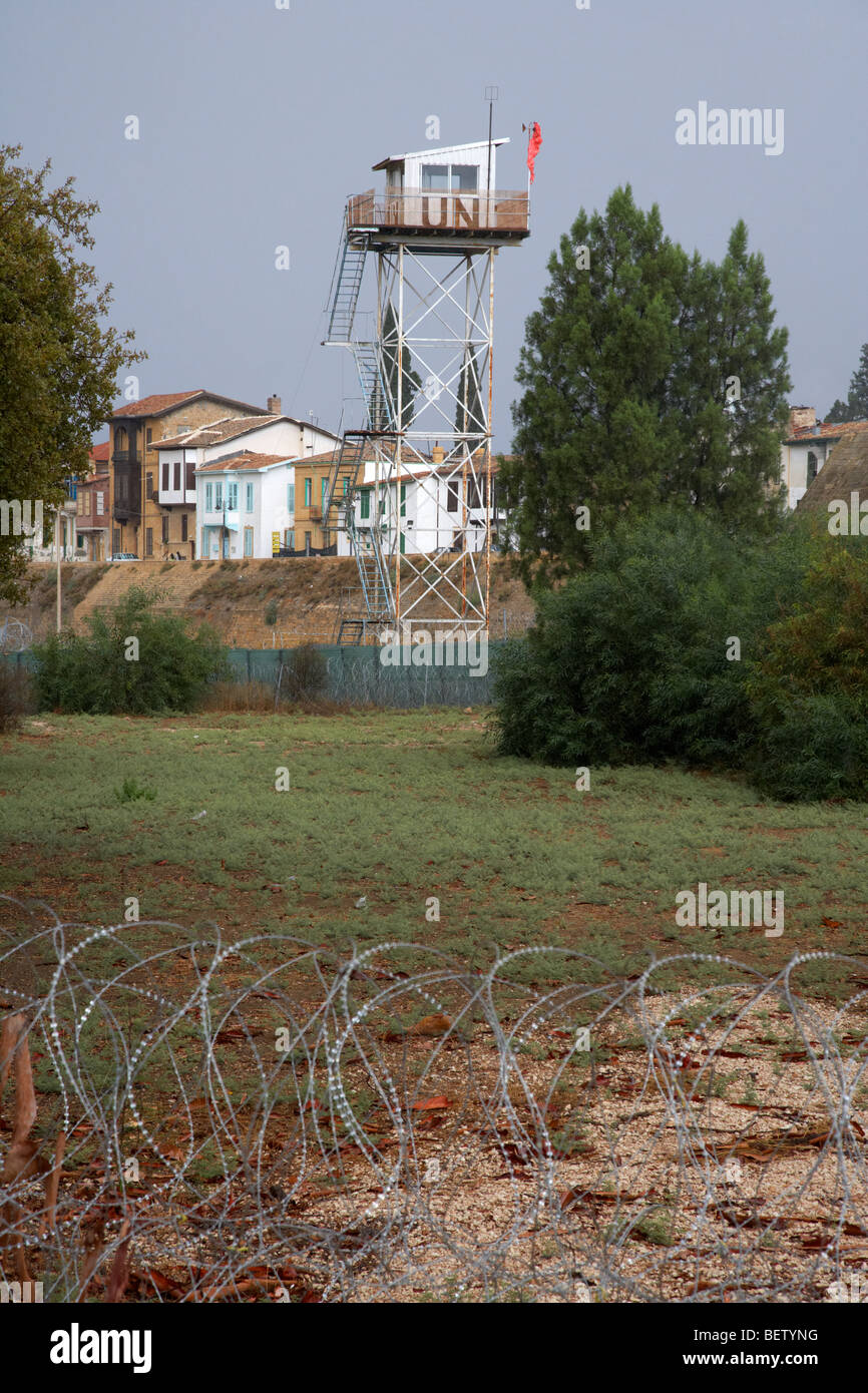 watchtower in restricted area of the UN buffer zone in the green line ...